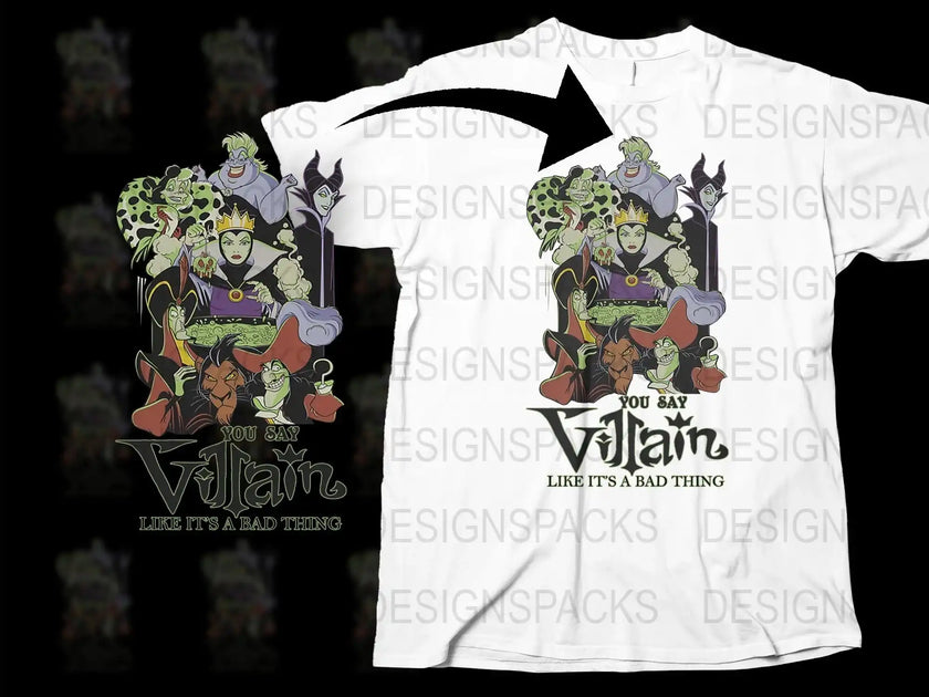 Disney Villains Group Cartoon You Say Villain Png Digital Download