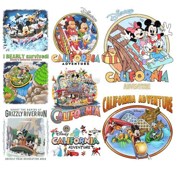 8 Cartoon California Adventure Designs Bundle PNG