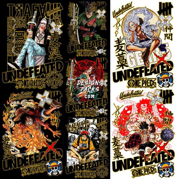 8 One Piece Under Brand Streetwear Anime Designs Bundle PNG + PSD