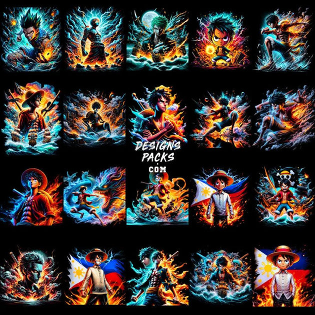 80 Anime V2 Colorful Halftone Designs Bundle PNG