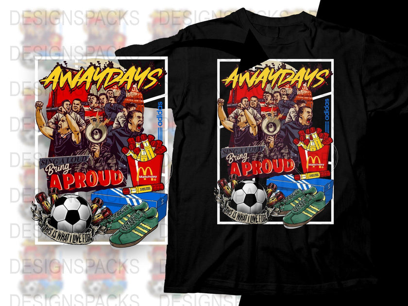 Retro Soccer Themed Awaydays Design Png Digital Download