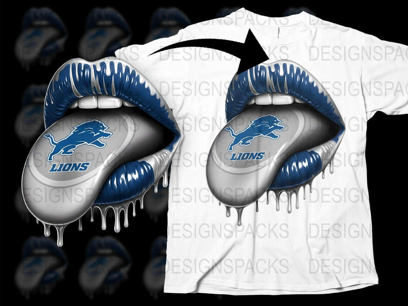 Detroit Lions Football Team Logo Lips Dripping Png Digital Download