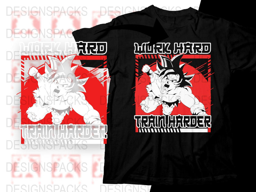 Inspirational Work Hard Train Harder Anime Png Digital Download