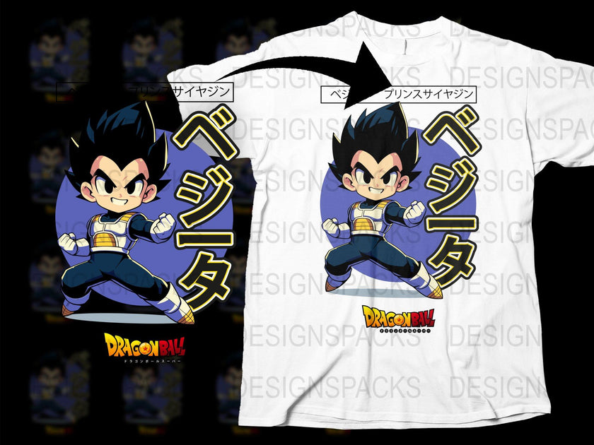 Bold Vibrant Dragon Ball Vegeta Graphic Png Digital Download