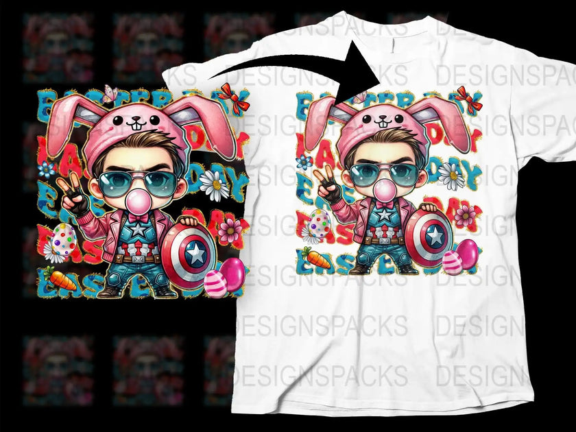 Easter Bunny Captain America Theme Png Digital Download