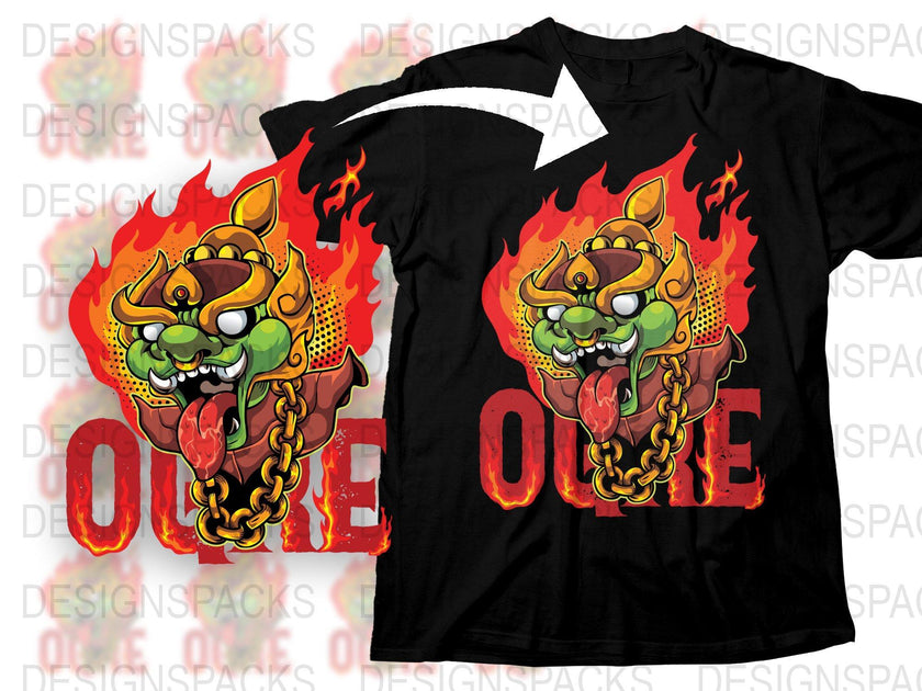 Fierce Fiery Ogre Graphic Design Png Digital Download