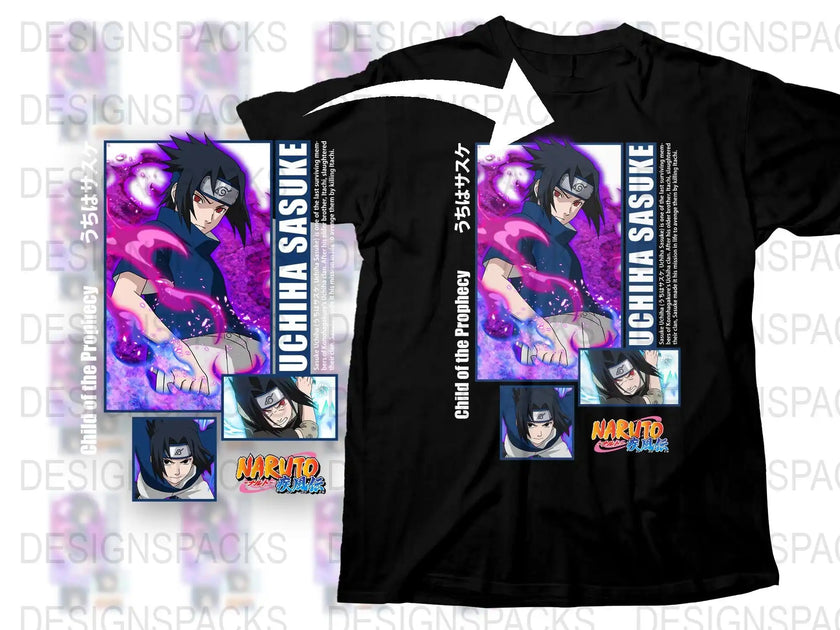 Uchiha Sasuke Lightning Design from Naruto Anime Png Digital Download