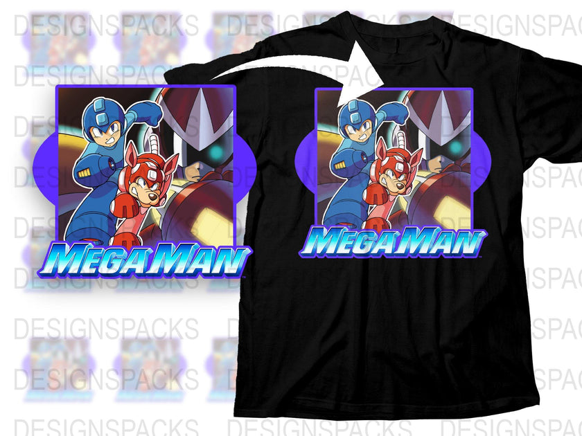 Retro Mega Man Hero Graphic Png Digital Download