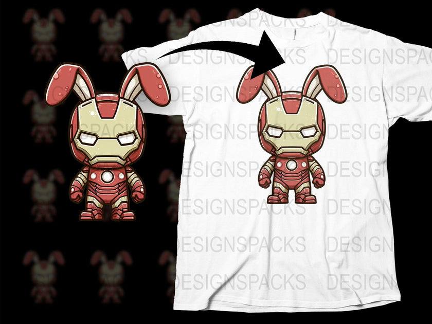 Funny Iron Man Easter Bunny Graphic Png Digital Download