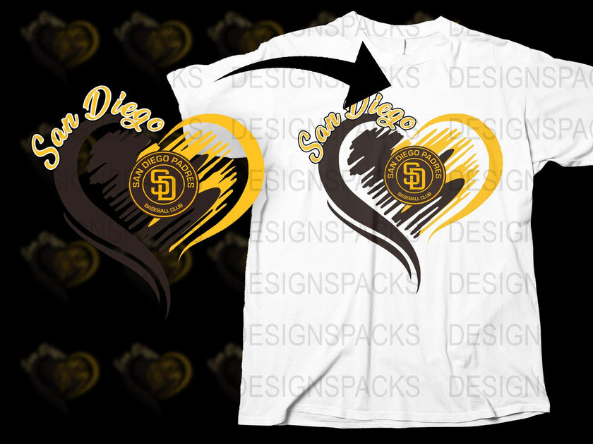 San Diego Padres Heart Splash Design Fan Png Digital Download