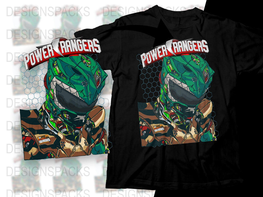 Graphic Green Power Rangers Themed Png Digital Download