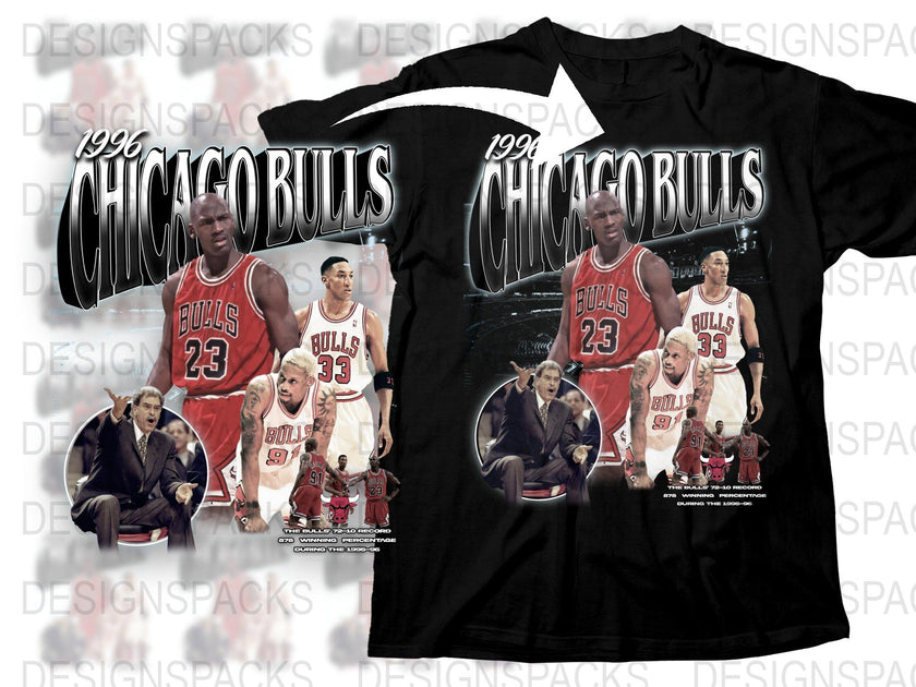 Classic 1996 Chicago Bulls Legends Graphic Png Digital Download