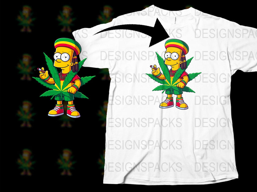 Rastafarian Vibes Bart Simpson 420 Weed Png Digital Download
