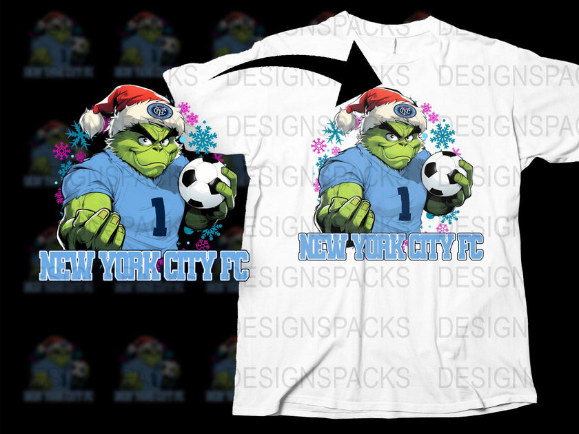 Grinch Holding Soccer Ball New York City FC Png Digital Download