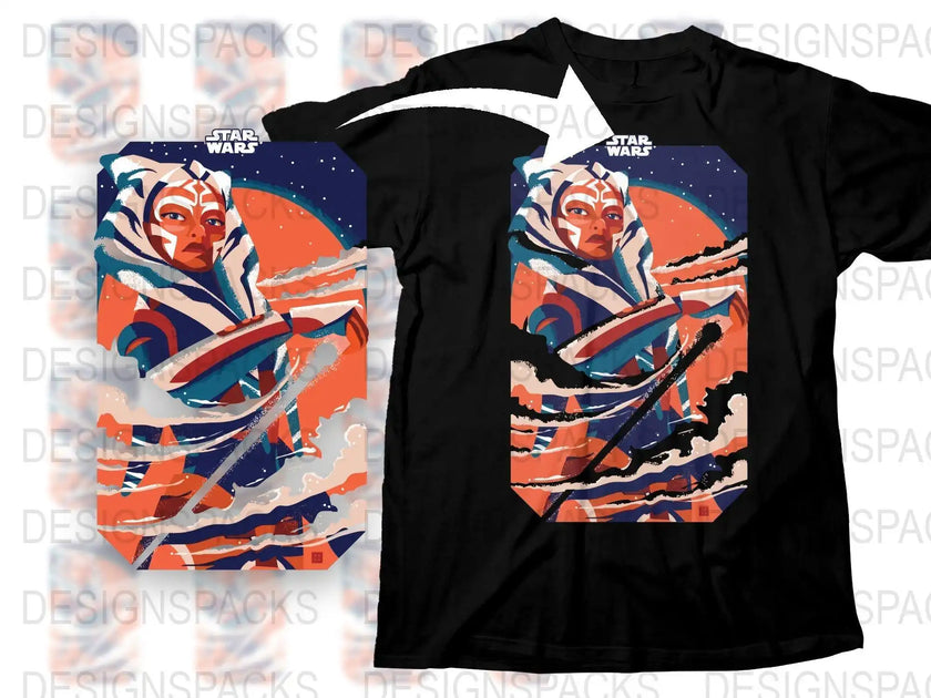 Star Wars Ahsoka Tano Graphic Design Png Digital Download