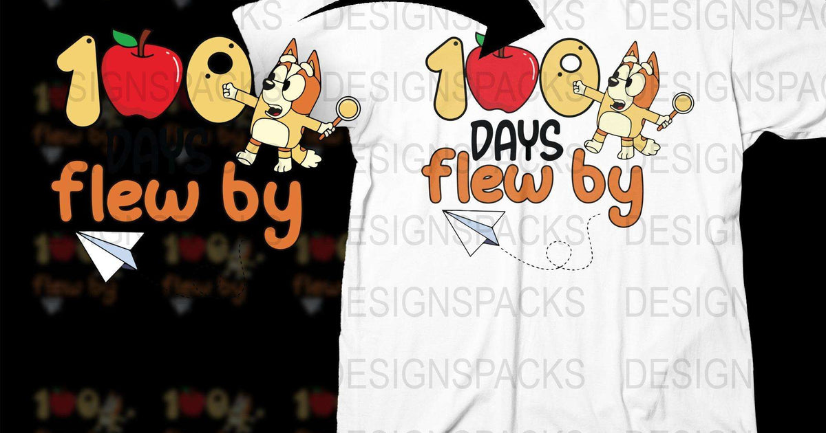 100 Days Flew By Cartoon Character for Teacher Png Digital Download ...