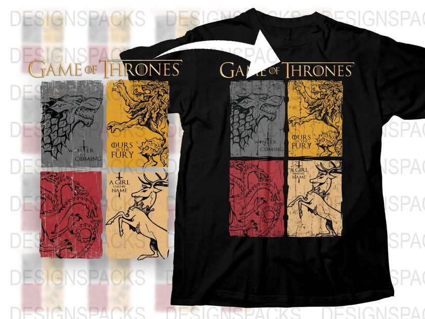 Game of Thrones House Emblems Graphic Png Digital Download