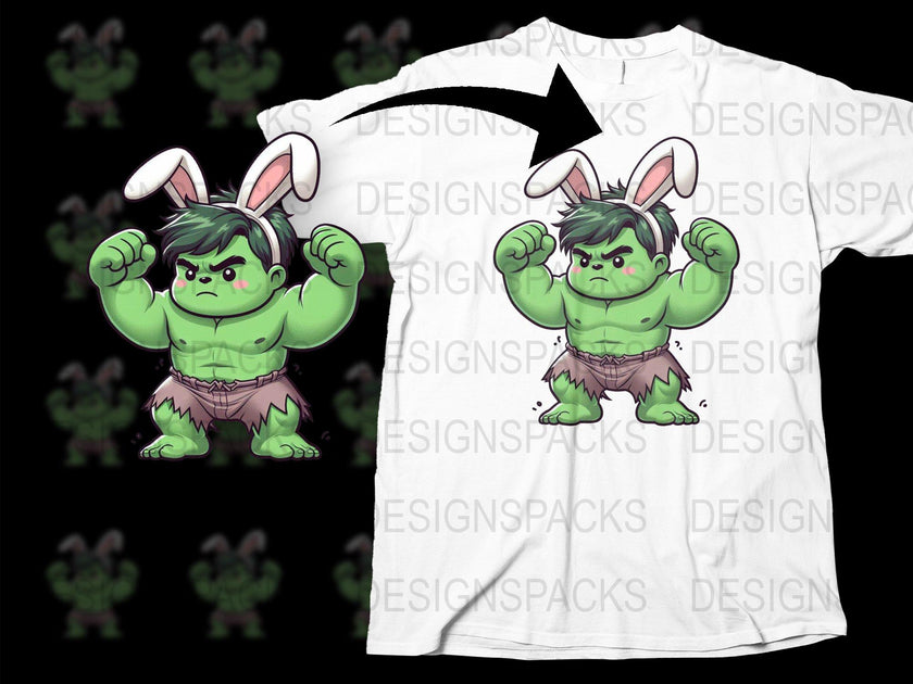 Easter Hulk Bunny Ears: Fun Hulk Graphic Png Digital Download