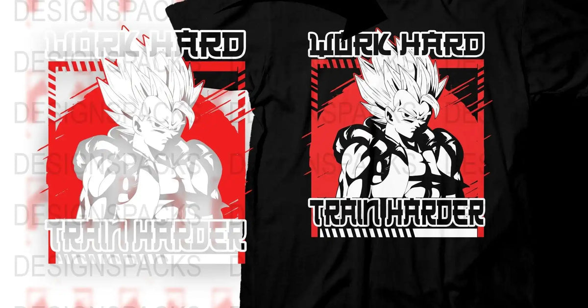 Motivational Work Hard Train Harder Anime Png Digital Download ...
