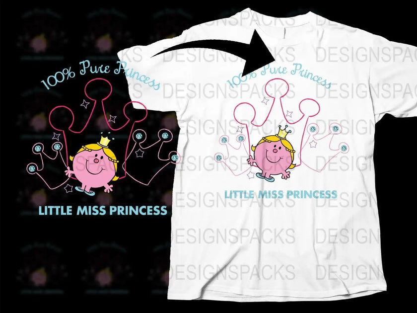 Little Miss Princess Crown Design Png Digital Download
