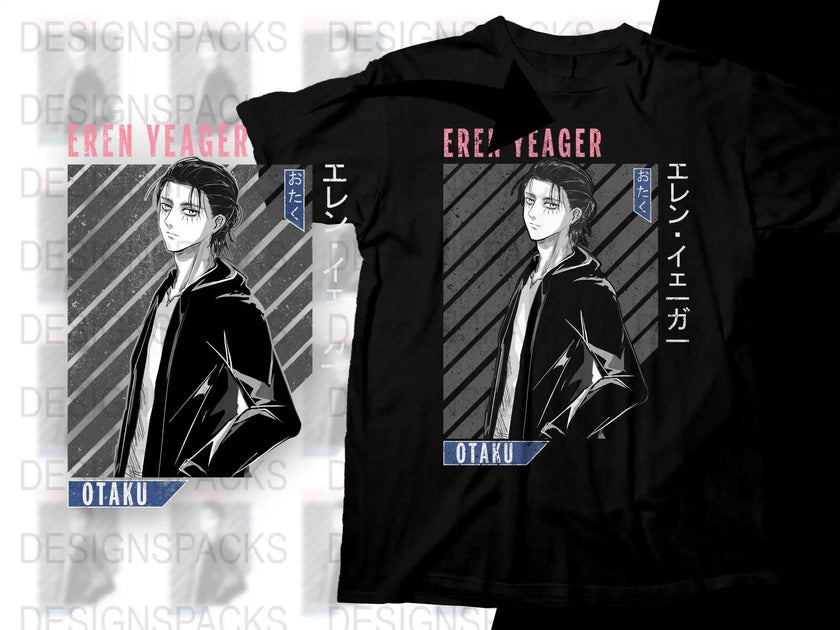 Cool Eren Yeager Anime Design Otaku Theme Png Digital Download