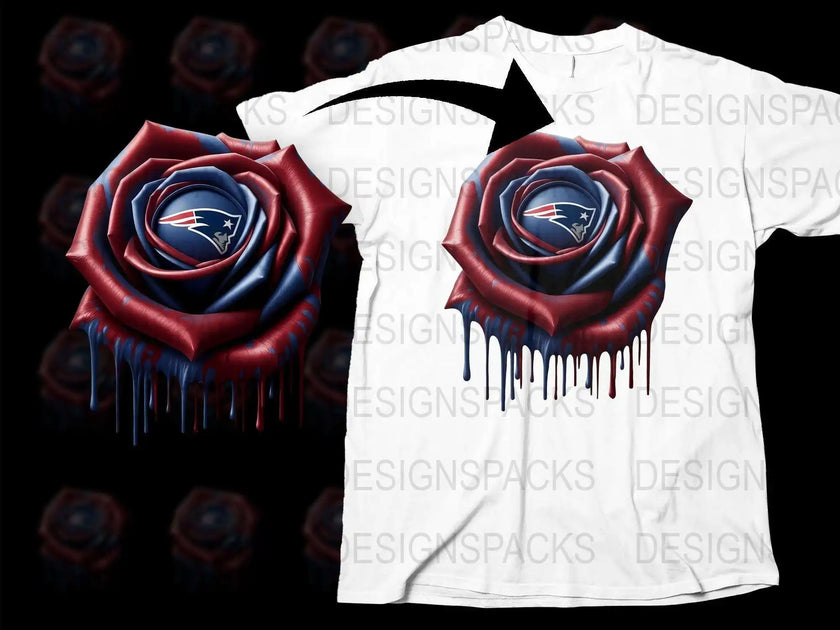 New England Patriots Rose Dripping Logo Football Png Digital Download