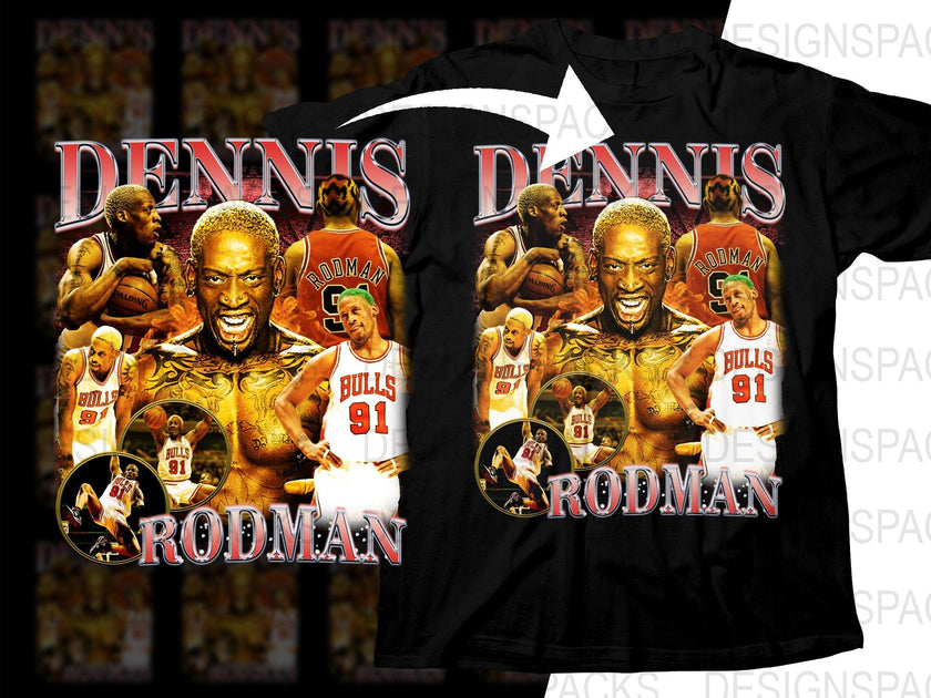 Dennis Rodman Chicago Bulls Number 91 Basketball Star Bootleg Png Digi