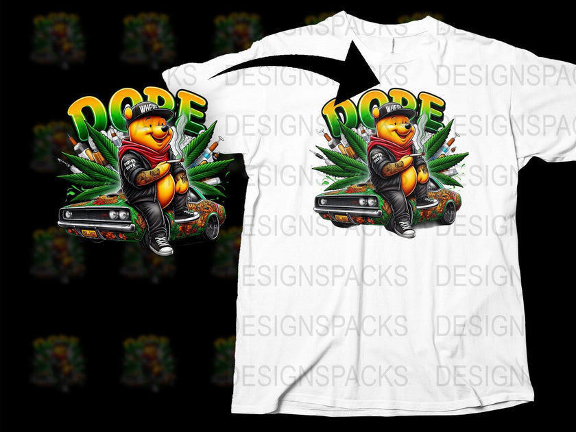 Dope Bear Smoking Weed 420 Car Graphic Png Digital Download
