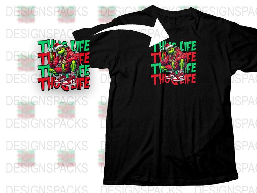Colorful Graphic Thug Life Red Green Animated Png Digital Download