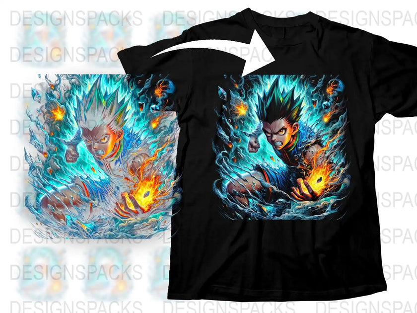 Hunter x Hunter Killua Unleashing Power Halftone Png Digital Download