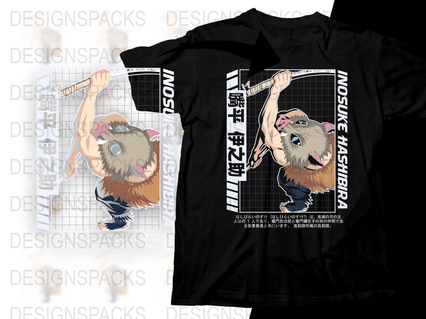 Inosuke Hashibira Dynamic Action Pose Graphic Png Digital Download