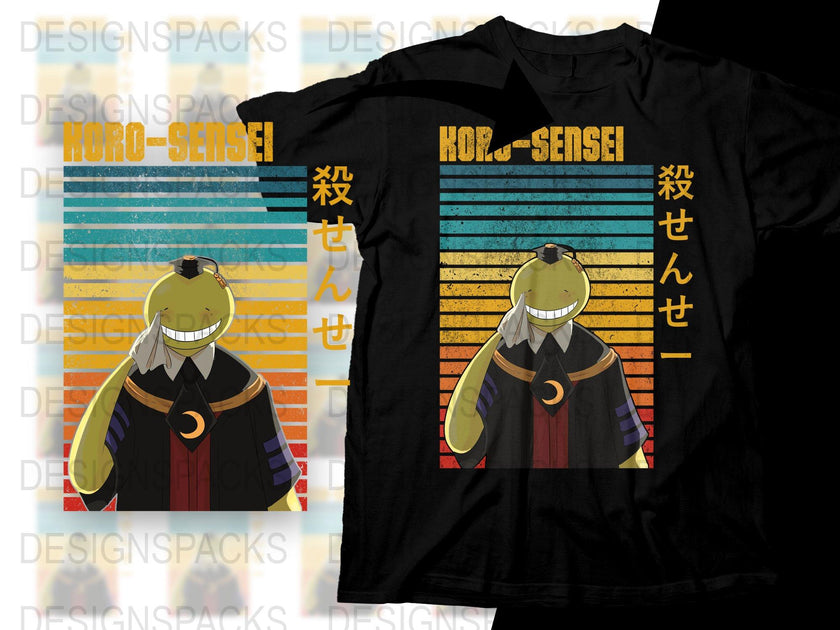 Retro Japanese Assassin Koro-Sensei Graphic Png Digital Download