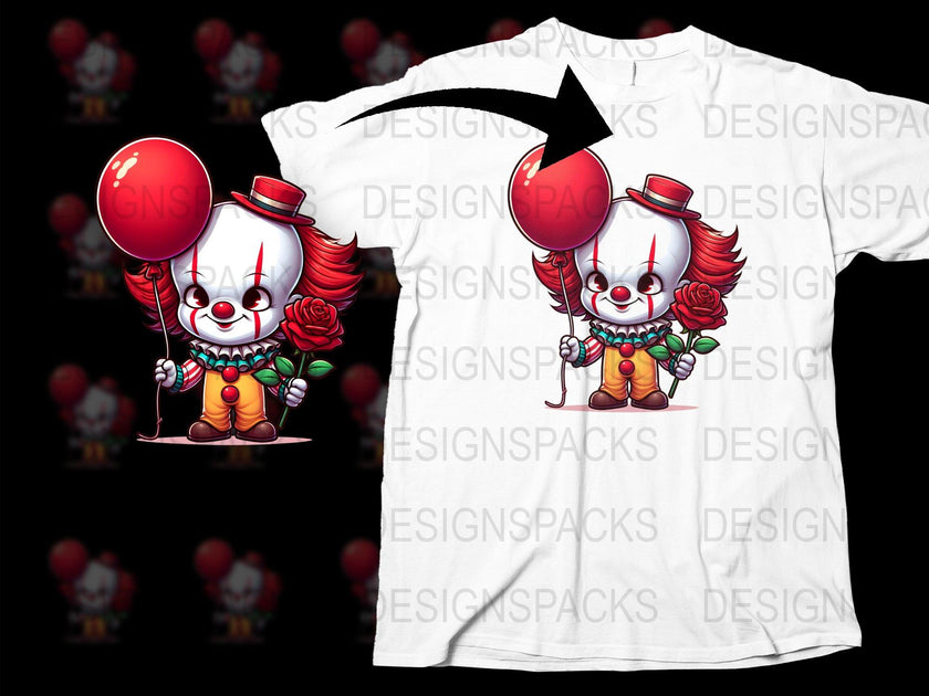 Adorable Pennywise Clown Valentine's Day Themed Png Digital Download