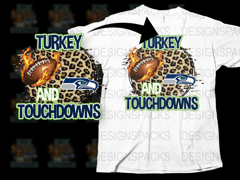Turkey and Touchdowns Seattle Seahawks Png Digital Download