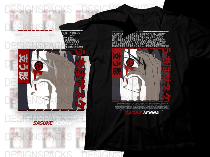 Sasuke Uchiha Powerful Design Graphic Anime Png Digital Download