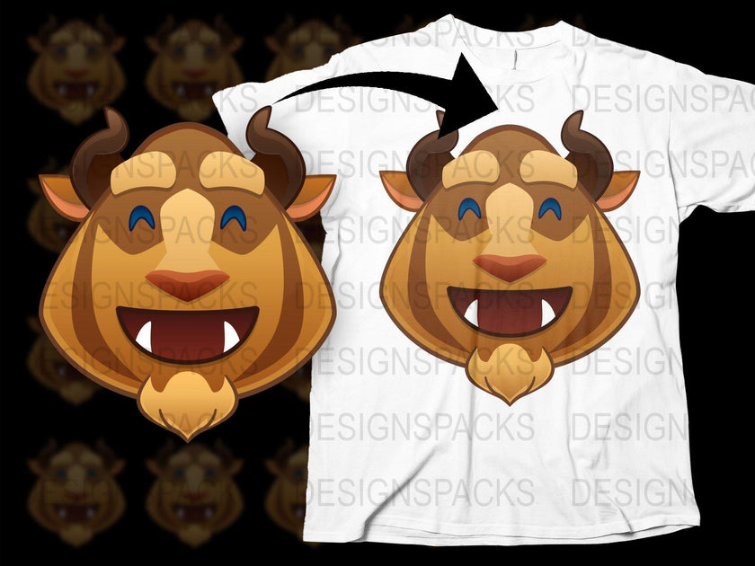 Smiling Beast Face Cartoon Design Png Digital Download