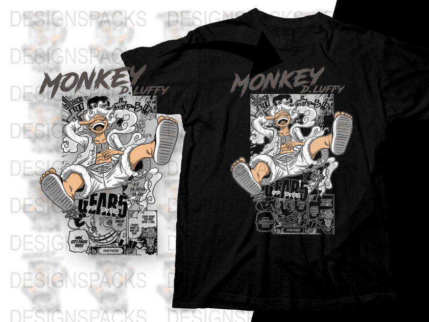 Monkey D. Luffy Gear 5 Joyful Pose Graphical Png Digital Download