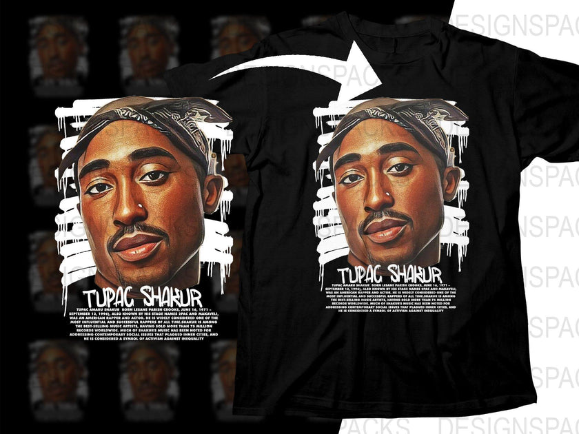 Tupac Shakur Iconic Hip Hop Artist Graphic Png Digital Download