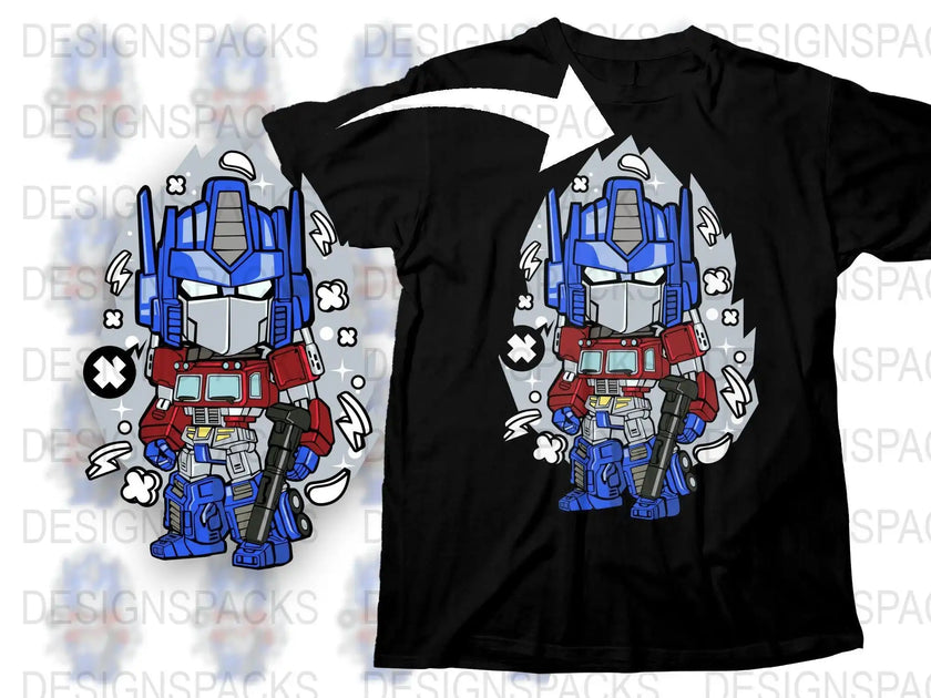 Popculture Optimus Prime Cute Cartoon Robot Png Digital Download