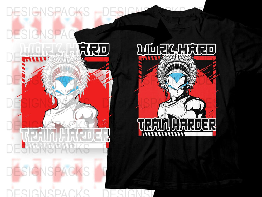 Work Hard Train Harder Vegeta Anime Graphic Png Digital Download