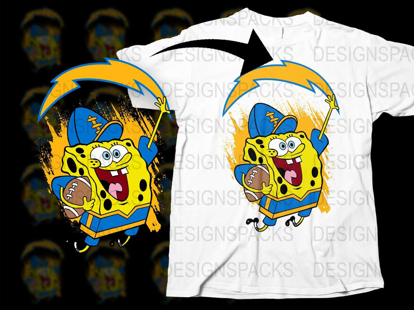 Exciting SpongeBob Holding Football Graphic Png Digital Download