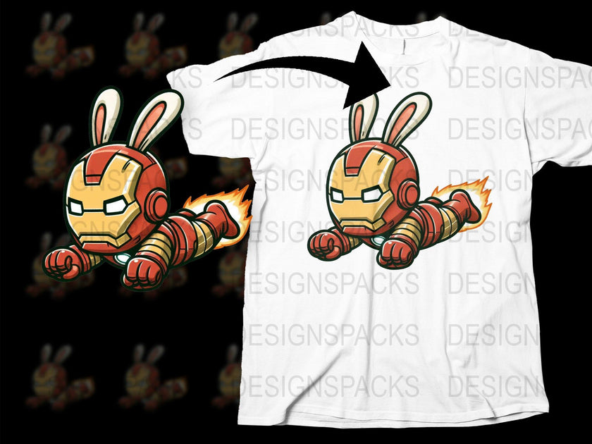 Iron Bunny Easter Special Graphic Png Digital Download
