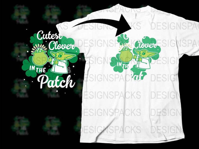 St Patricks Day Baby Alien Clover Design Png Digital Download