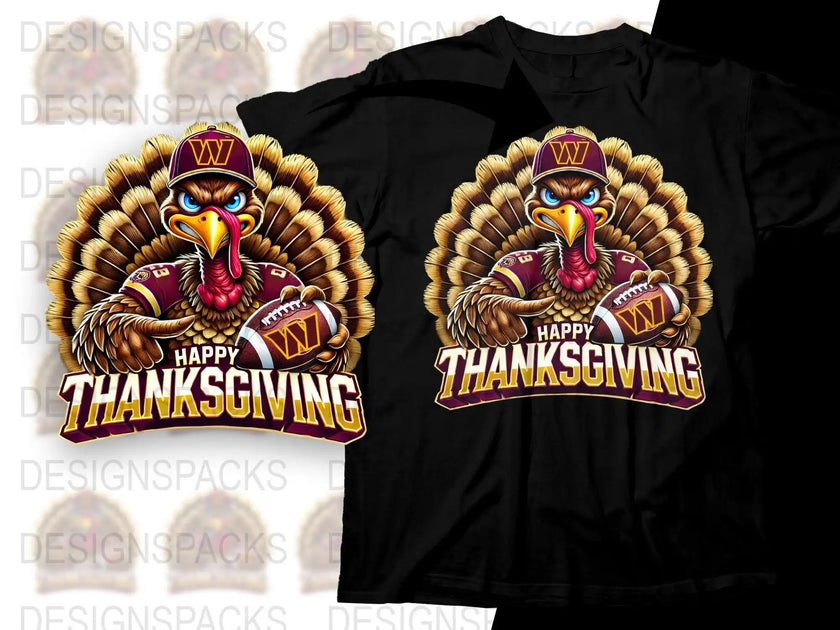 Washington Commanders Happy Thanksgiving Turkey Png Digital Download