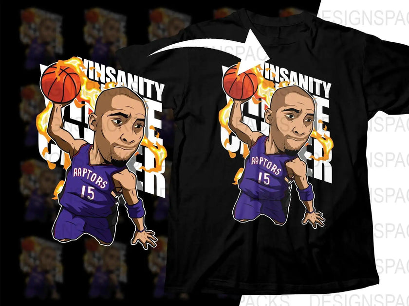 Vince Carter Epic Slam Dunk Toronto Raptors Cartoon Basketball Legend