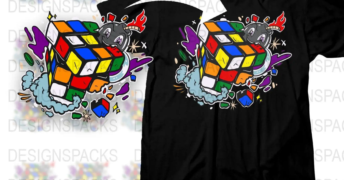 Exciting Cartoon Character Rubik's Cube Explosion Png Digital Download ...