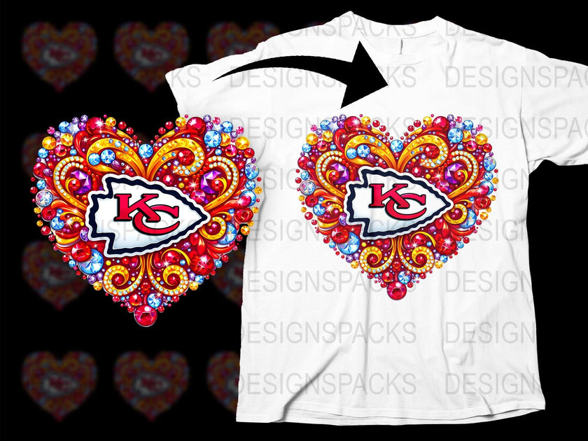 Kansas City Chiefs Beautiful Heart Design Png Digital Download