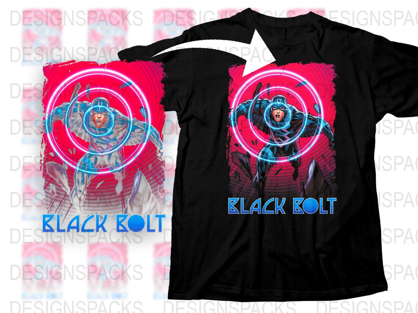 Black Bolt Superhero Design Graphic Png Digital Download