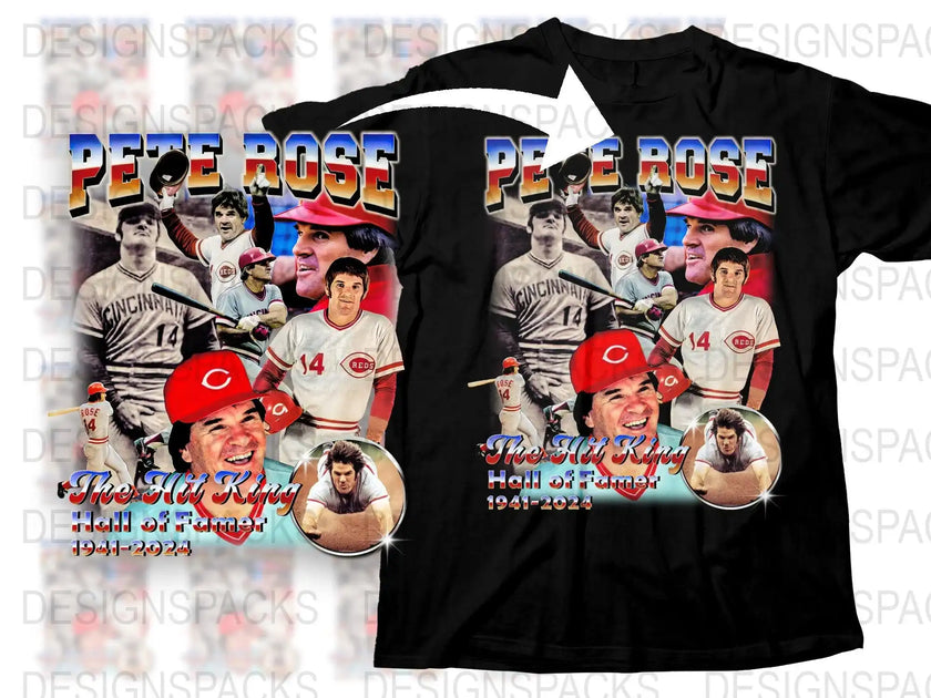 Pete Rose The Hit King Hall of Famer Png Digital Download