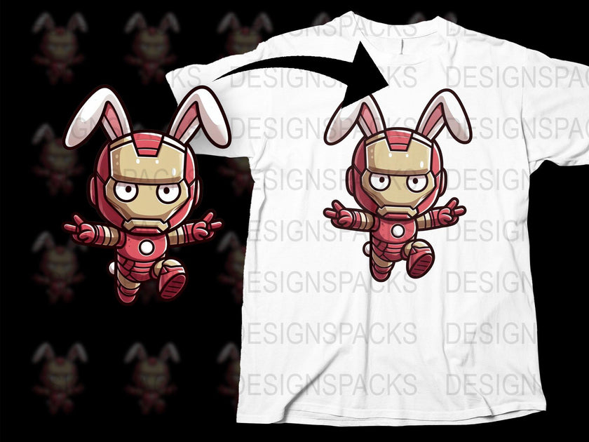 Cute Iron Man Bunny Fusion Graphic Easter Png Digital Download